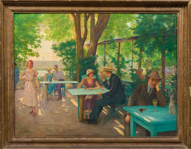 A. Ernest V. Bisson | Guinguette at the water's edge Oil on canvas ...