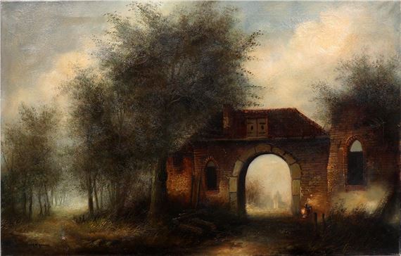 Naïck Gilgert | Frans landschap met Ruïne en kasteel | MutualArt