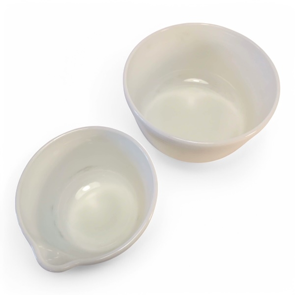 Pyrex | TWO PYREX WHITE MILK GLASS MIXING BOWLS | MutualArt