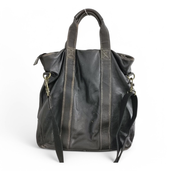 Large | BEAUTIFUL BLACK LEATHER SATCHEL | MutualArt