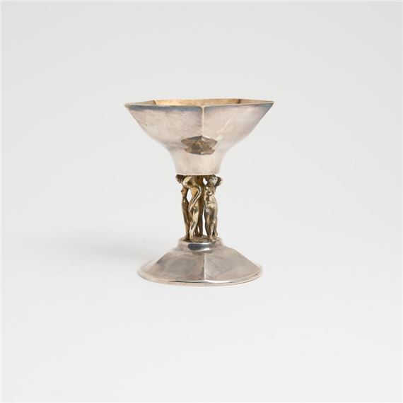 Silver | A MODERN CONTINENTAL 925 SILVER CHALICE WITH FIGURAL STEM AND ...