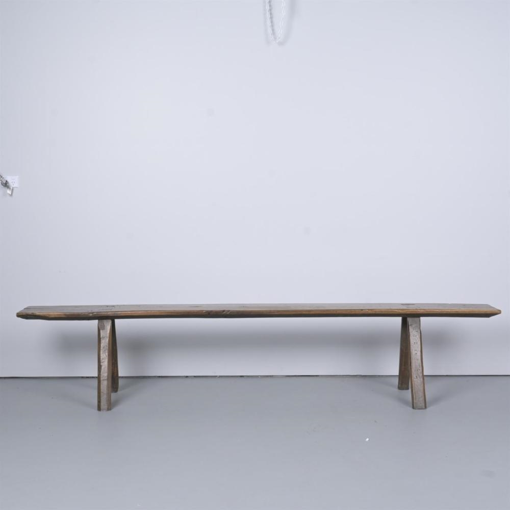 George | A VERY LONG GEORGE III ELM BENCH SEAT (Early 19th Century ...