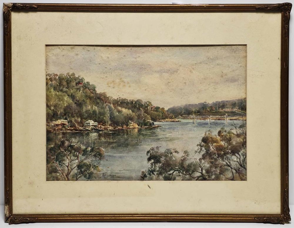 Alice Purton | Watercolour of a river scene signed Alice Purton (61 x ...
