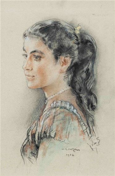 Willem Gerard Hofker | Marijke, left three-quarter profile with small ...