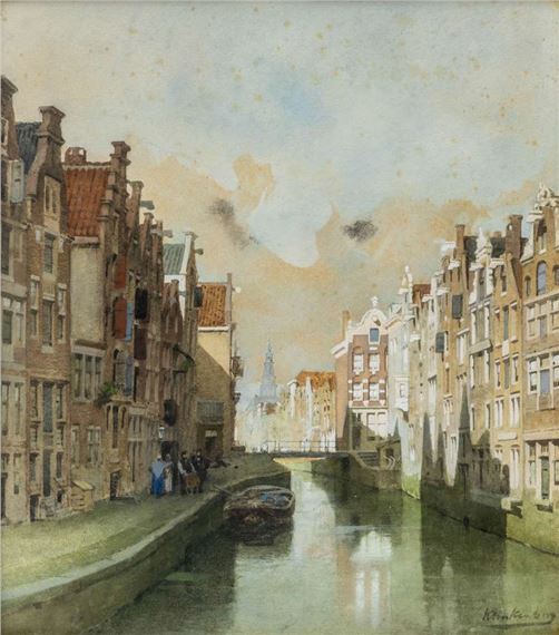 Johannes Christiaan Karel Klinkenberg Figures On The Quay Of A Canal
