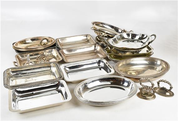 Silver | A large quantity of assorted silver plated entrée dishes and ...