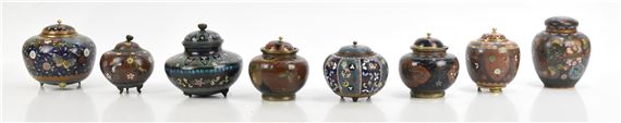 SEVEN | Seven early 20th century Japanese cloisonné koros and covers ...
