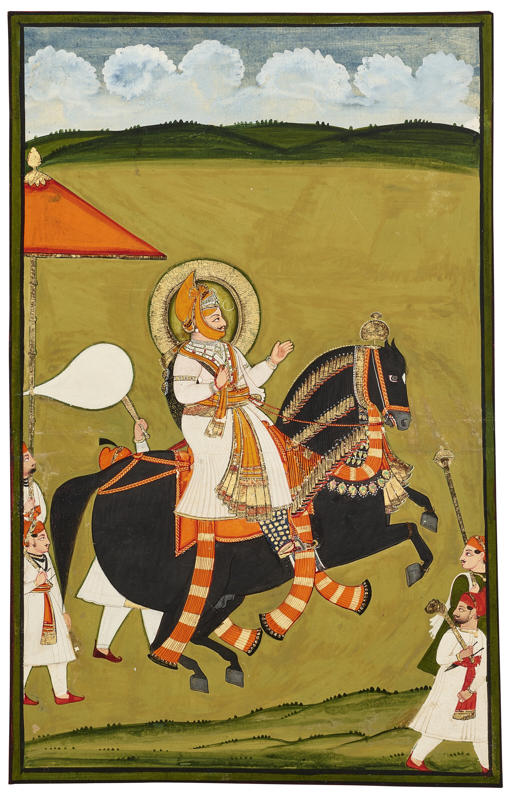 Mewar School, 19th Century | AN EQUESTRIAN PORTRAIT OF MAHARANA JAWAN ...