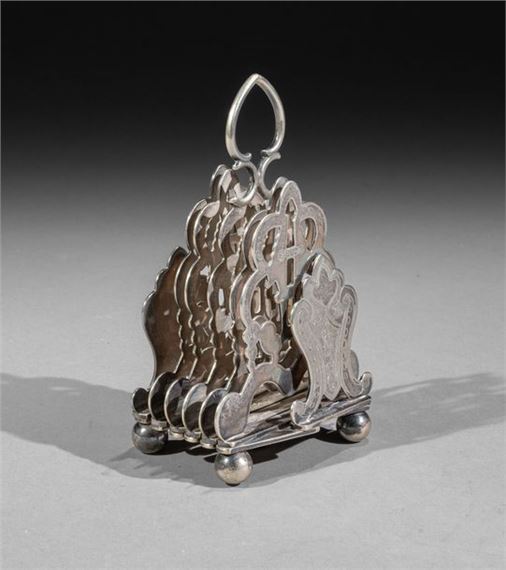 Silver | Extendable silver-plated toast rack on five ball feet (Late ...