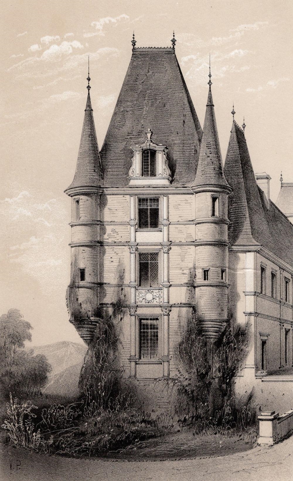 Victor Petit | Victor PETIT ORIGINAL 1800s Lithograph Chateau De ...