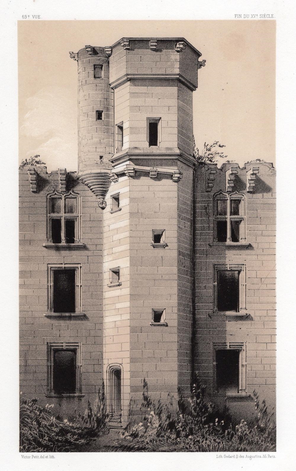 Victor Petit | Victor PETIT ORIGINAL Lithograph Chateau de Rochefort ...