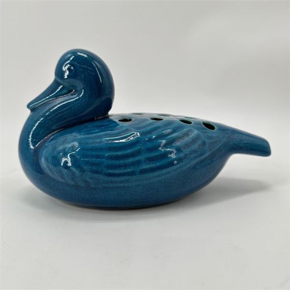 Pol Chambost | Duck in blue glazed ceramic | MutualArt