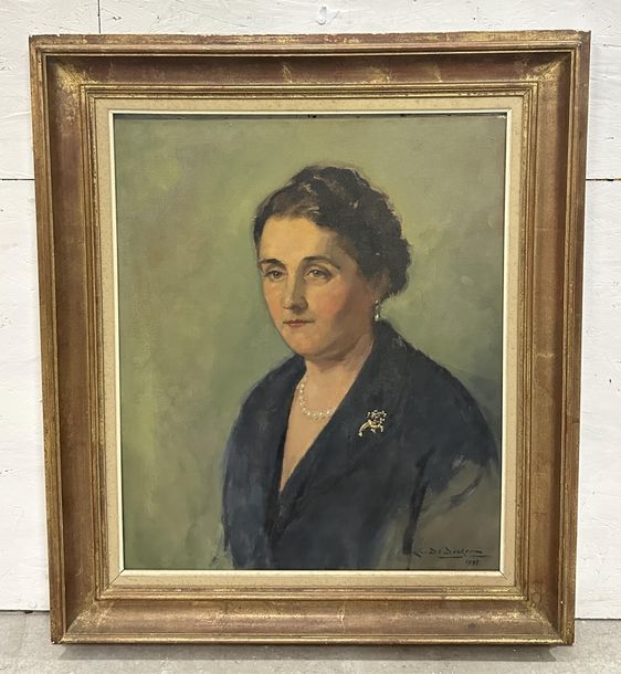Luc De Decker | Portrait of a Lady with a Pearl Necklace (1941) | MutualArt