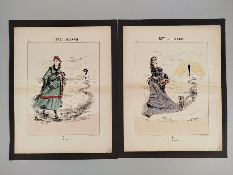 Henri Demare | . Reunion of two color lithographs (1871) | MutualArt