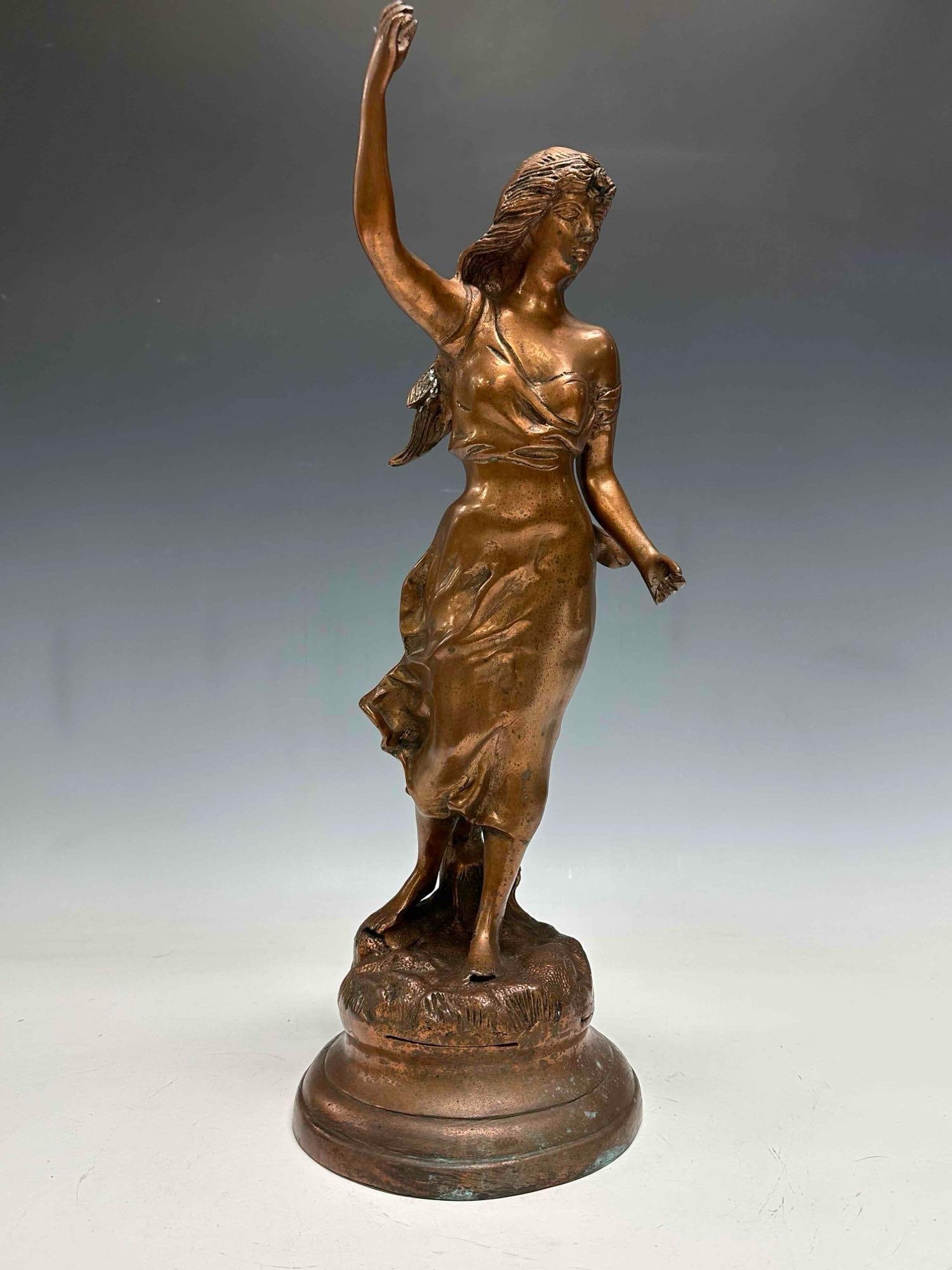 Charles Johnson Payne | Bronze Sculpture of Victorian Style Woman ...