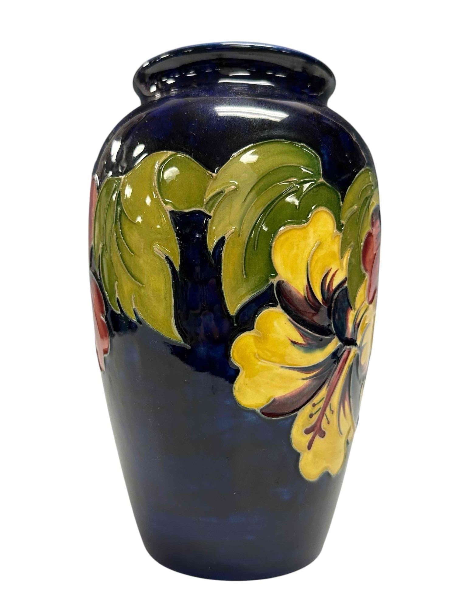 Green | Large Moorcroft Hibiscus Patterned Vase | MutualArt