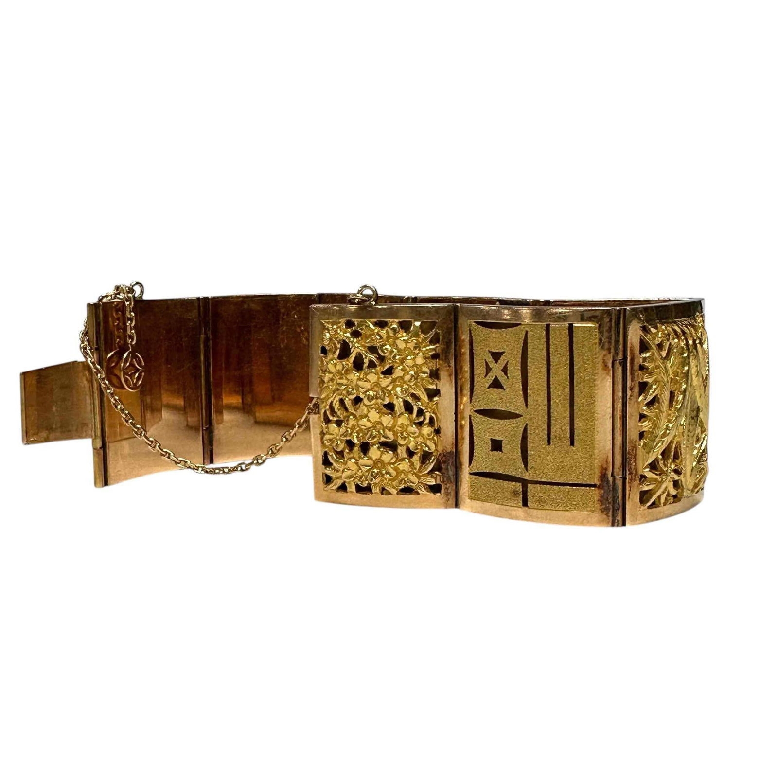 Charles Johnson Payne | Chinese Motif 18kt Yellow Gold 8 Panel Cuff ...