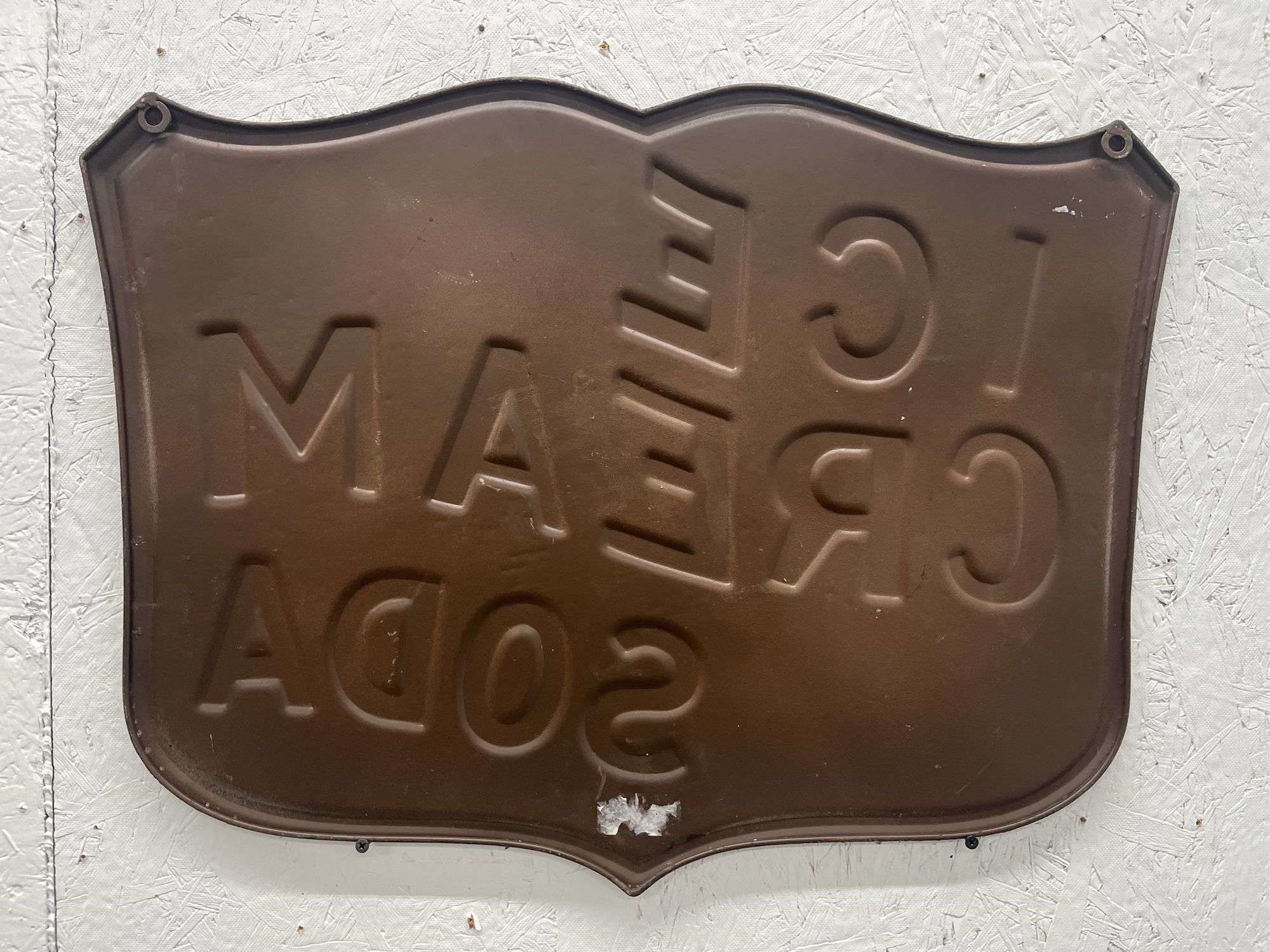 Rusty | G) Embossed Metal Ice Cream Soda Sign | MutualArt