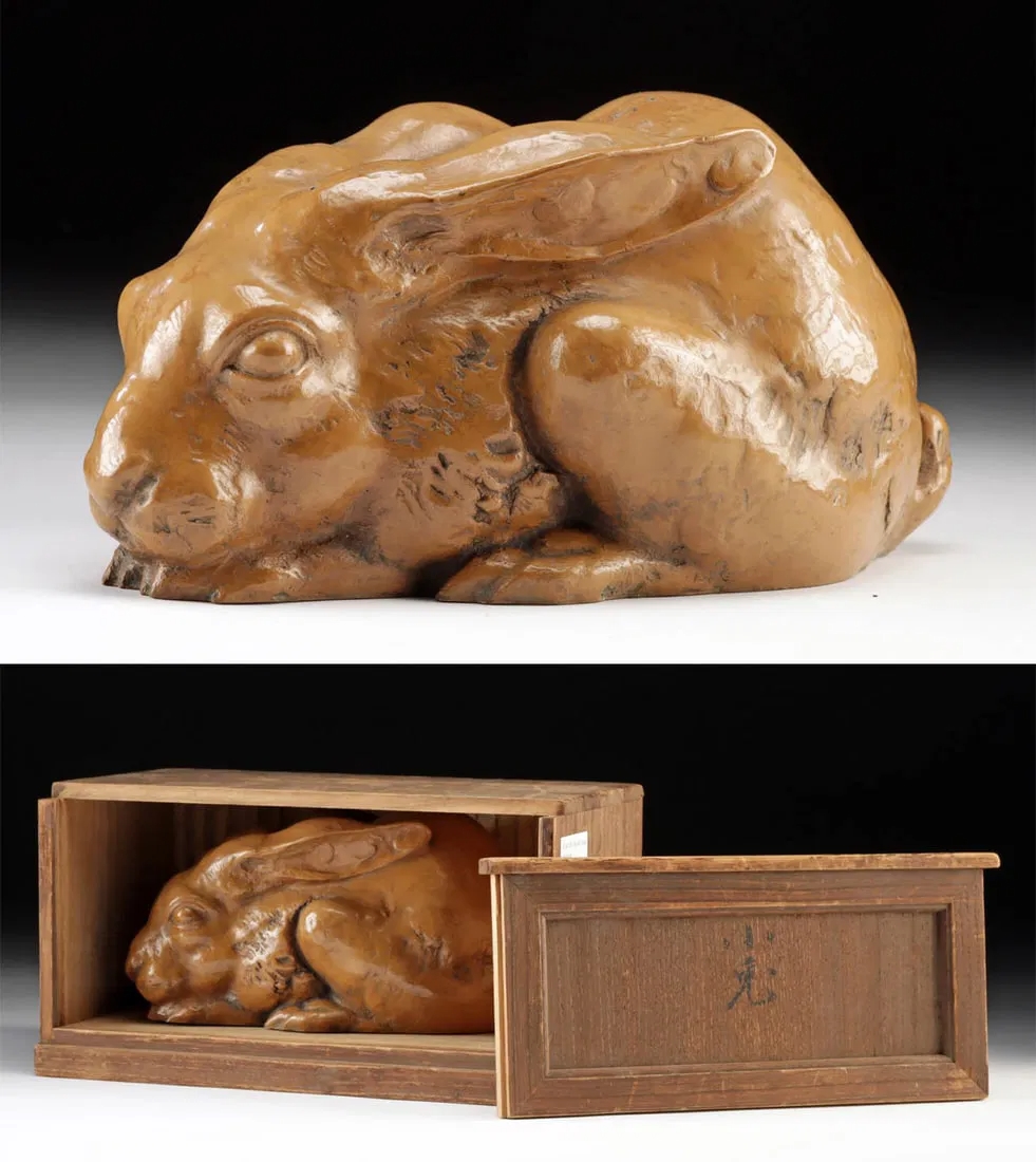 Japanese School, 20th Century | Recumbent rabbit | MutualArt