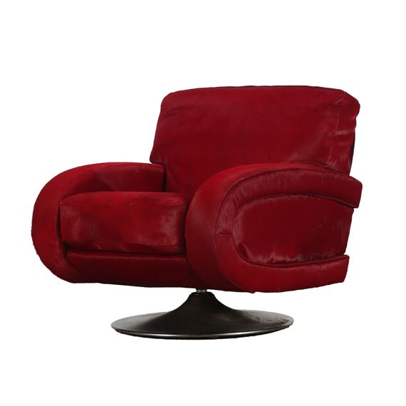 Charles Johnson Payne | Large Italian swivel chair upholstered in red ...