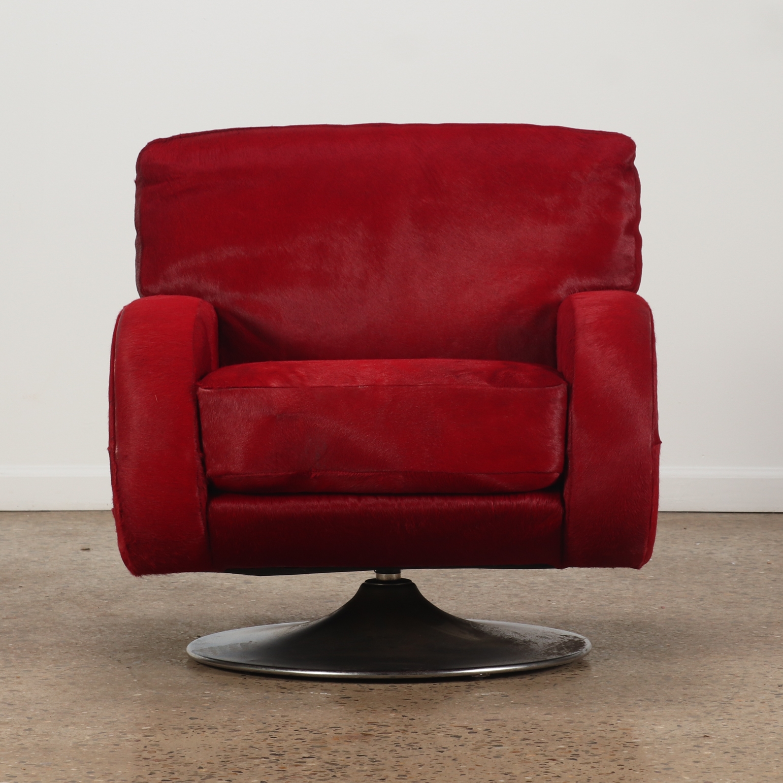Charles Johnson Payne | Large Italian swivel chair upholstered in red ...