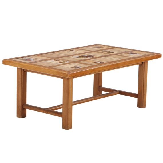 Coffee | French tile top coffee table depicting birds and floral motifs ...