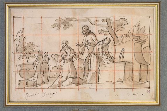 Louis Dorigny | Monks drinking at the fountain Scene from the life of ...