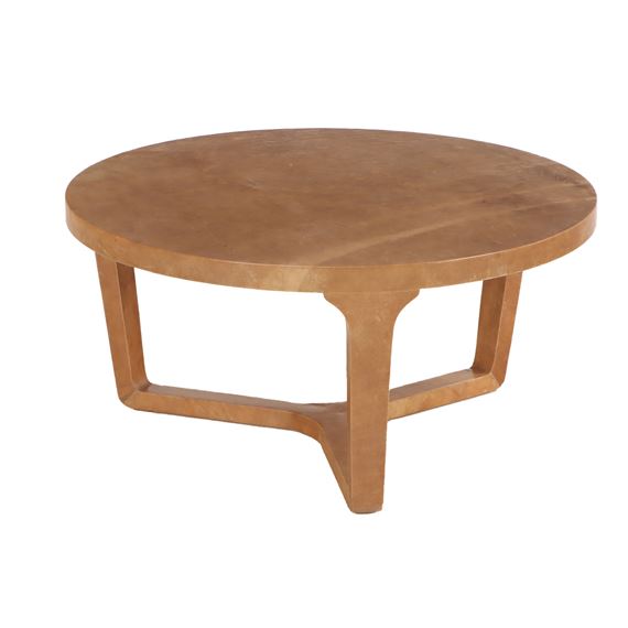 Coffee | Round parchment covered coffee table | MutualArt