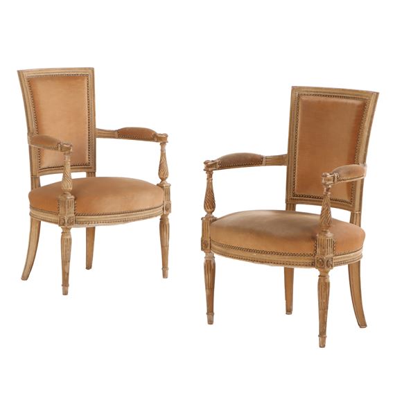 Directoire | Pair painted French Directoire style open arm chairs ...