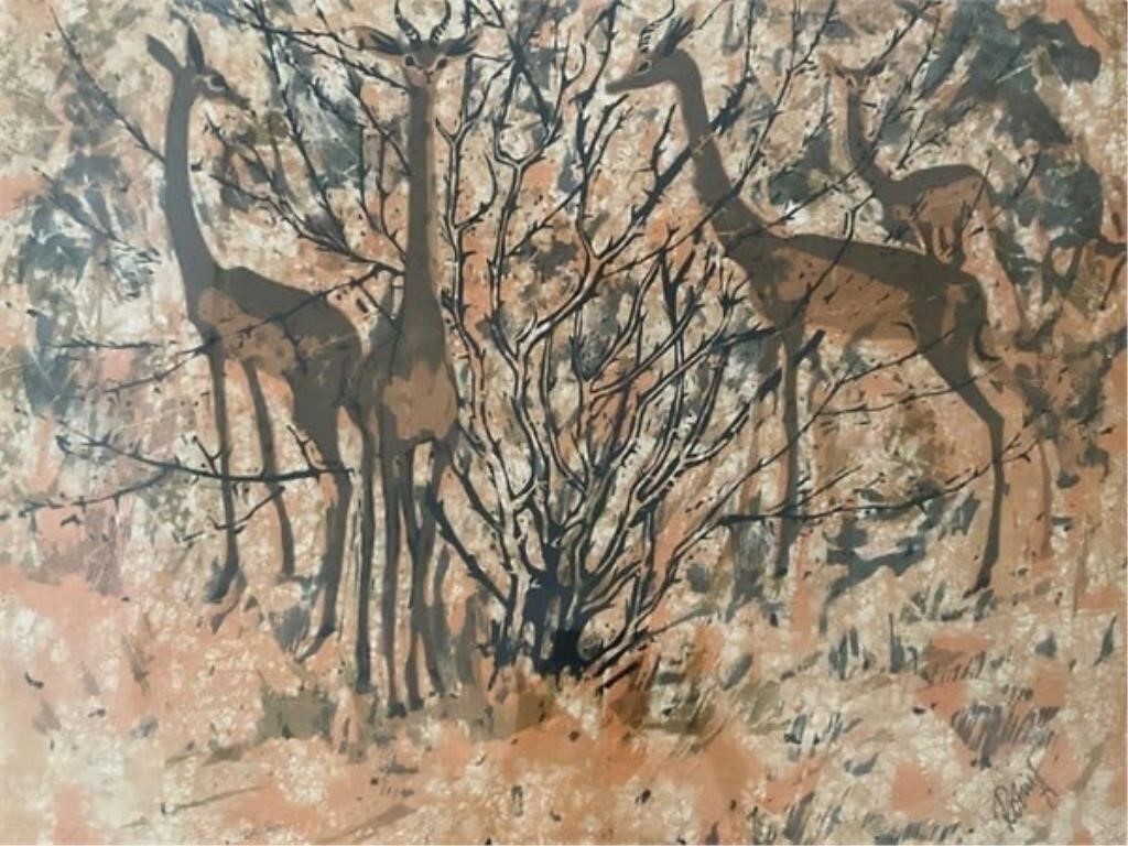 Robin Anderson | Robin Anderson Silk Batik, Giraffes | MutualArt