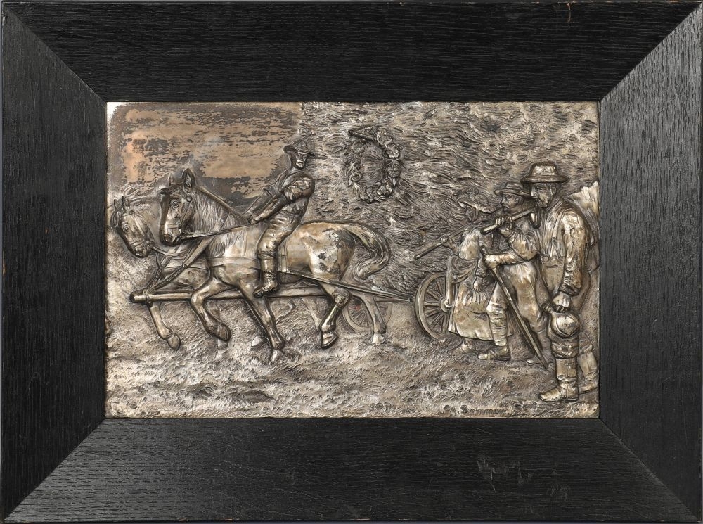 Georg Bommer | Depicting figures and horses in a field (Late 19th ...