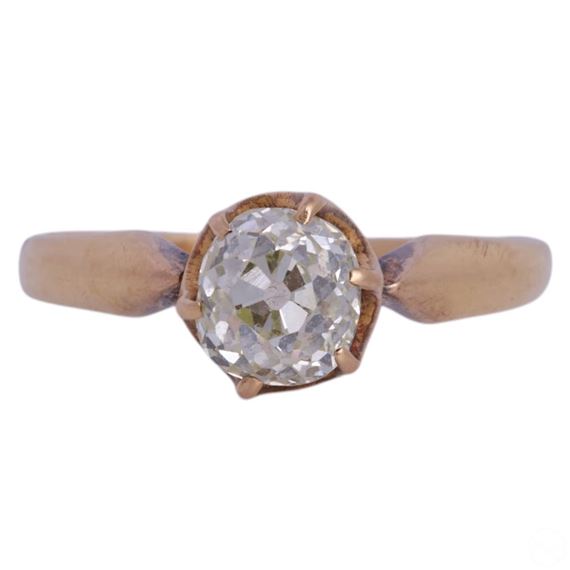 Diamond | 18k Gold Old Mine Cut Diamond Solitaire Ring Sz. 5 | MutualArt