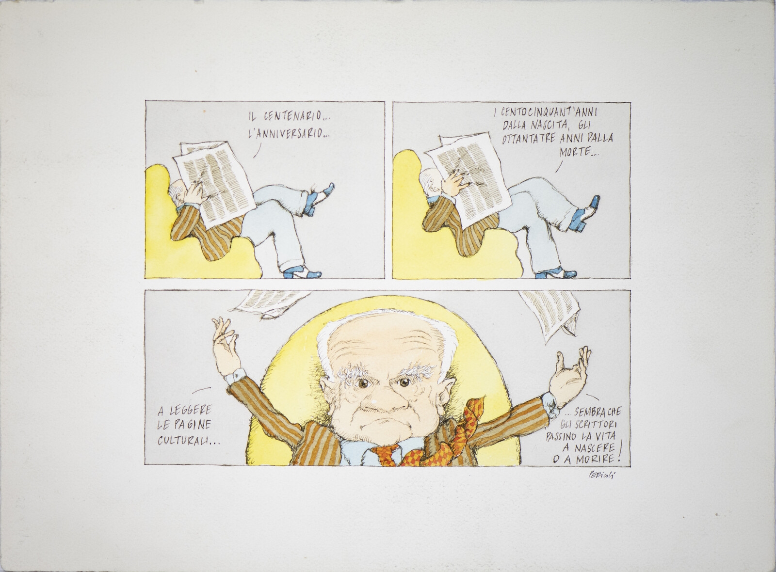 Tullio Pericoli | Il salotto di Fulvia: Moravia (1983) | MutualArt