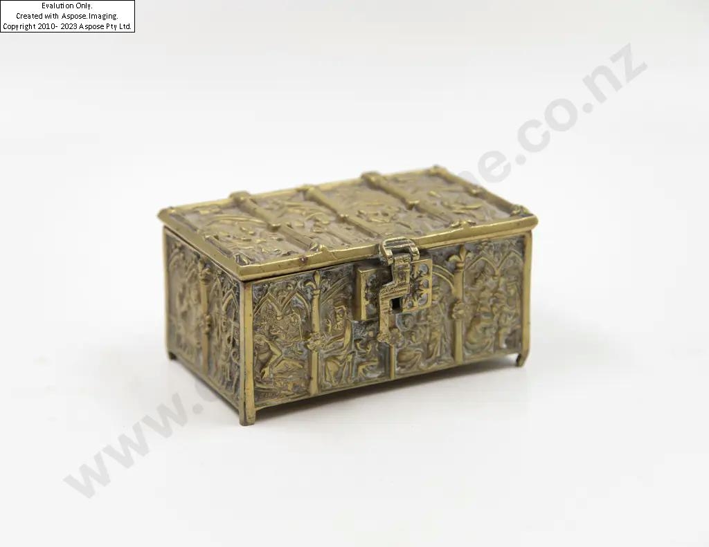 Gothic | Cast Brass Gothic Panelled Treasure Box | MutualArt