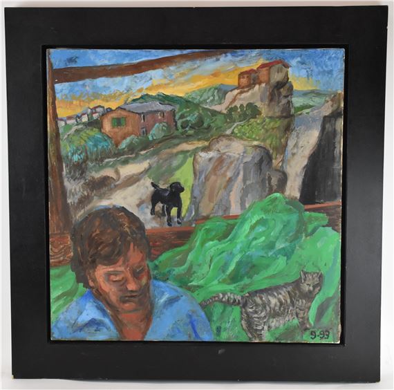 James P. Power | abstract landscape with man (1993) | MutualArt