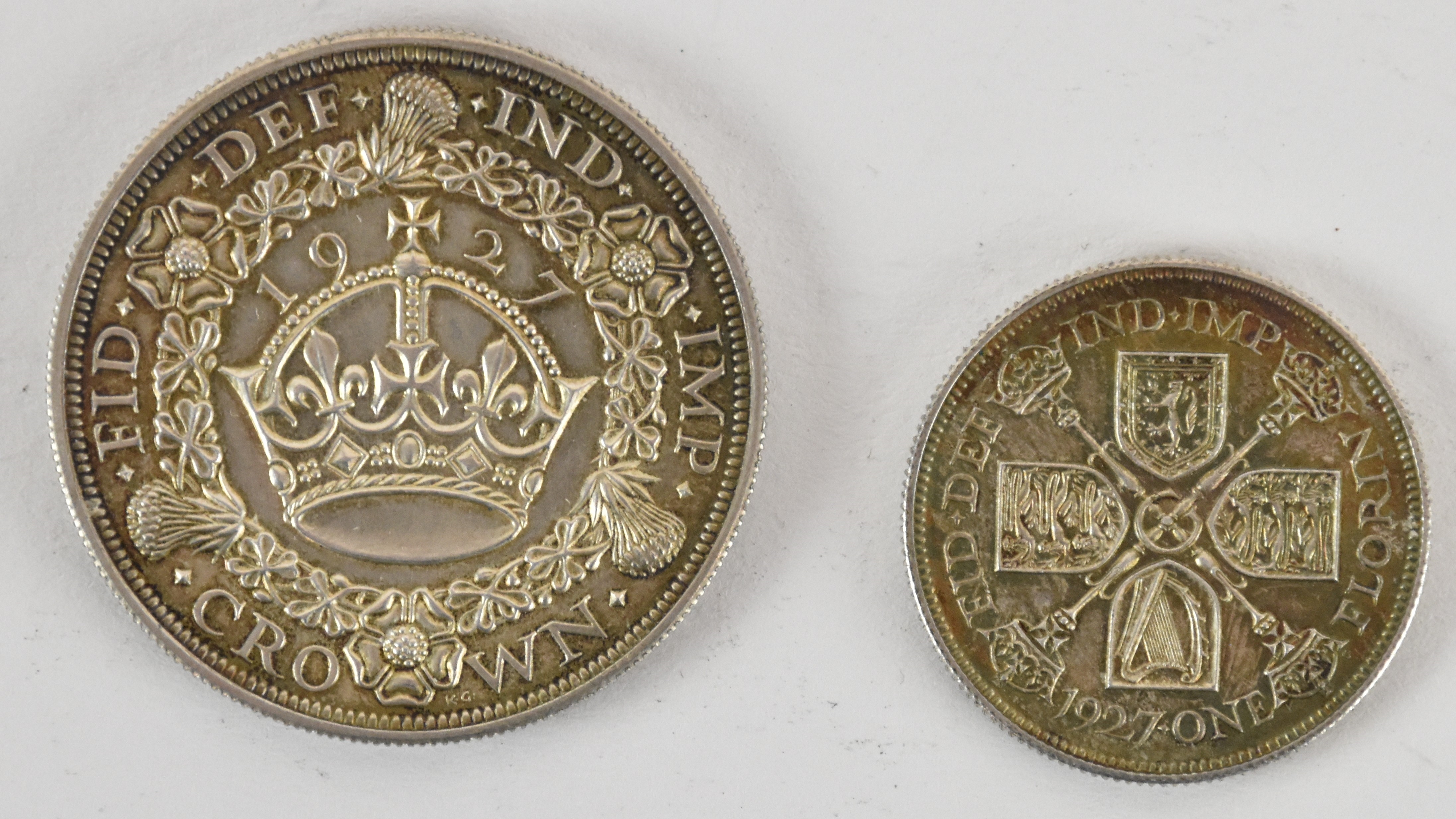 George | A George V 1927 proof edition crown and florin (2 (1927 ...