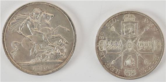 Queen Victoria | Two Queen Victoria silver crowns (1889 - 1890) | MutualArt
