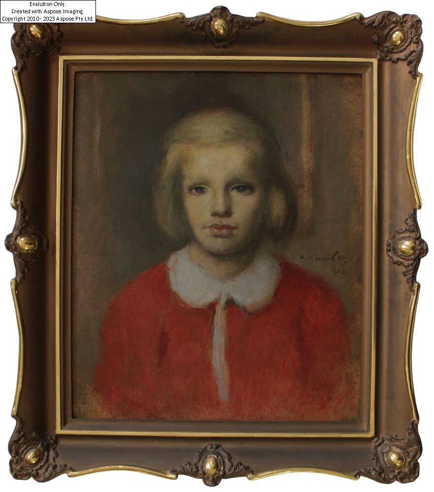 Alfons Karpiński | Portret dziewczynki w czerwonej sukience, 1952 ...