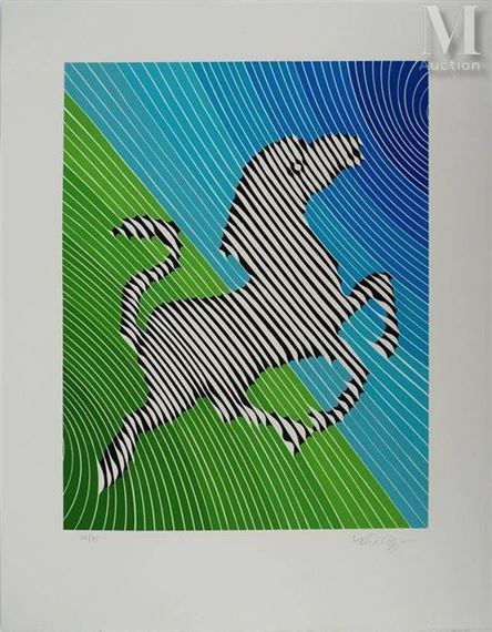 Victor Vasarely | Kinetic Composition: Prancing Zebra (1984) | MutualArt