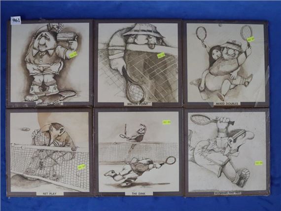 Gary Patterson | SET OF SIX GARY PATTERSON TENNIS PRINTS ON BOARD, ONE ...