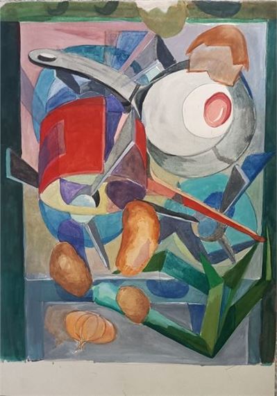 Guy Nicod | Cubist composition - Watercolor | MutualArt