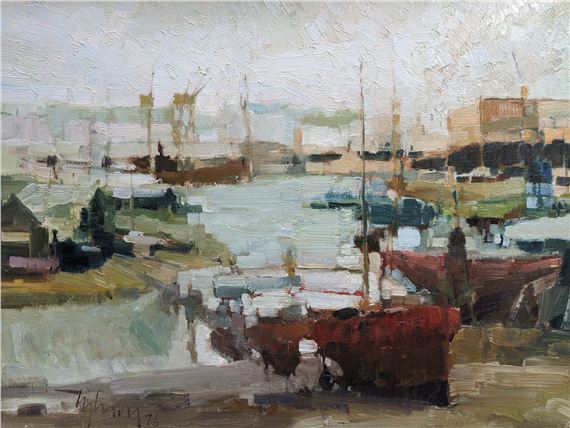 John Tiplady | Harbor Scene With Boats (1976) | MutualArt