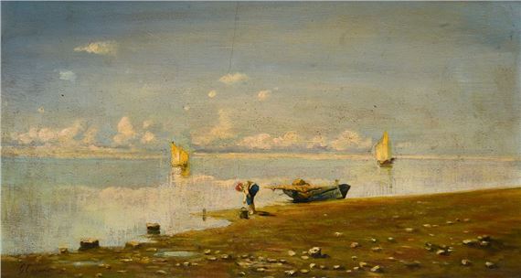 Gaetano Capone | Pescatore sulla spiaggia | MutualArt