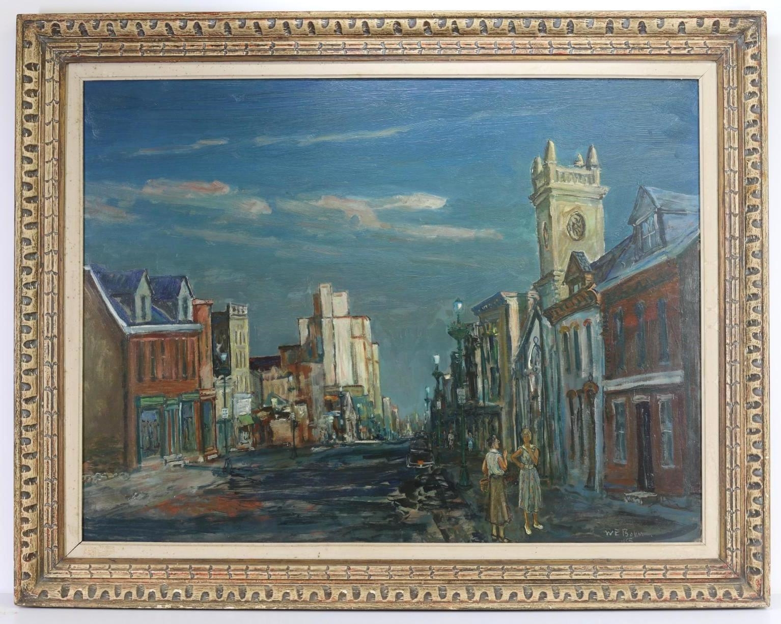Walter Emerson Baum | Expressionist cityscape of a main street with a ...
