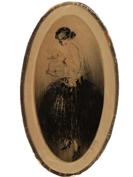 Jean Gillett | Jean GILLET (act.1960-1990) Woman with candle Oval print ...