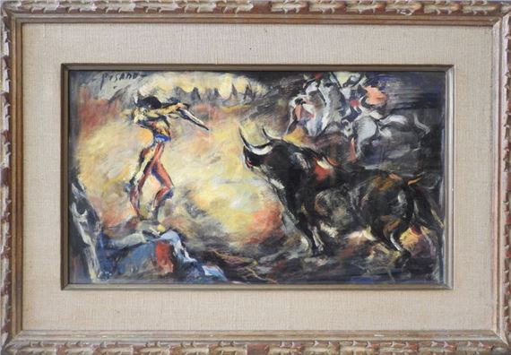 Eduardo Pisano | Eduardo PISANO (1912-1986) Corrida. Oil on cardboard ...