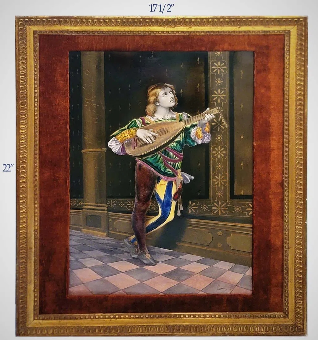 French School, 19th Century | Plaque Of Guy Playing Medieval Lute (19 ...