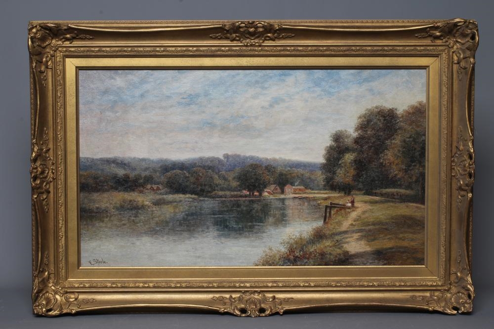 Edwin Steele | River landscape with Village Upstream | MutualArt