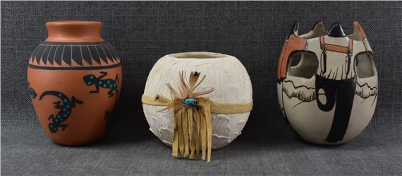Jewelry | TWO NATIVE AMERICAN POTTERY ITEMS ONE DECORATIVE POT | MutualArt