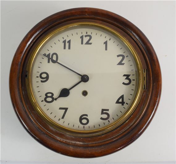 Prior | An early 20th century mahogany cased railway station style wall ...